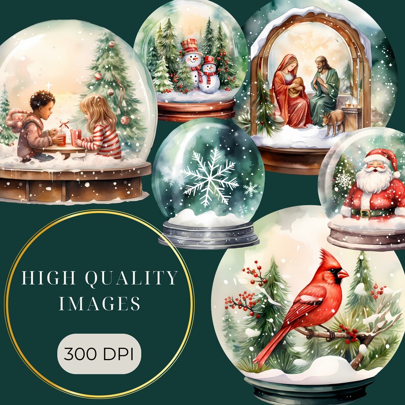 Christmas Snow Globe Clipart Set, Transparent Pngs, Clipart for ...