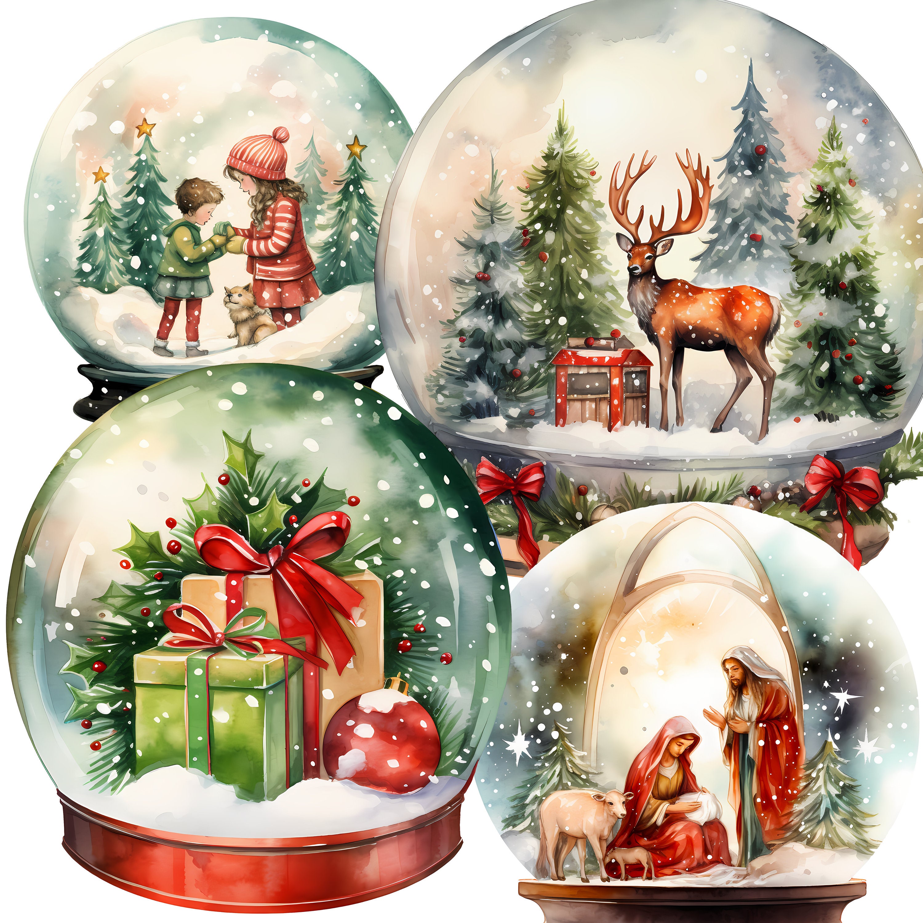 Christmas Snow Globe Clipart Set, Transparent Pngs, Clipart for ...