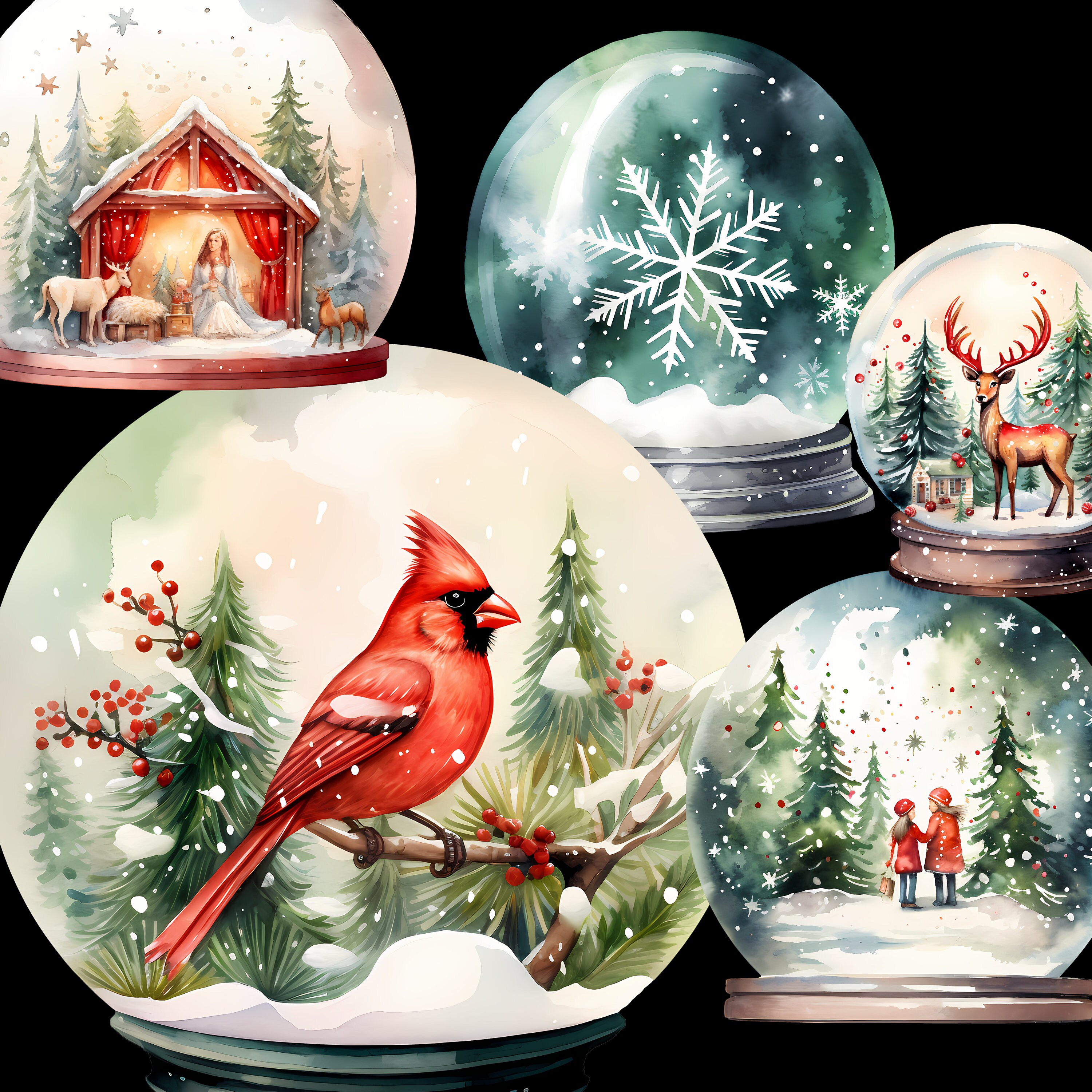 Christmas Snow Globe Clipart Set, Transparent Pngs, Clipart for ...