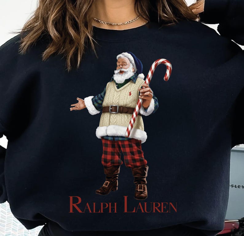 Boujee Vintage Santa Toasting Champagne Ralph Lauren Polo Png Plaid ...