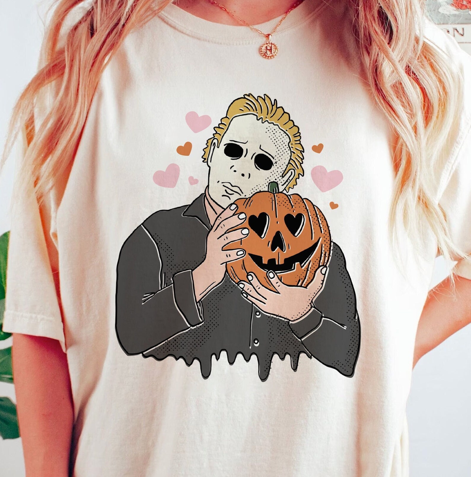Retro Vibes Horror Movie Halloween Michael Pumpkin Love Funny Spooky T ...