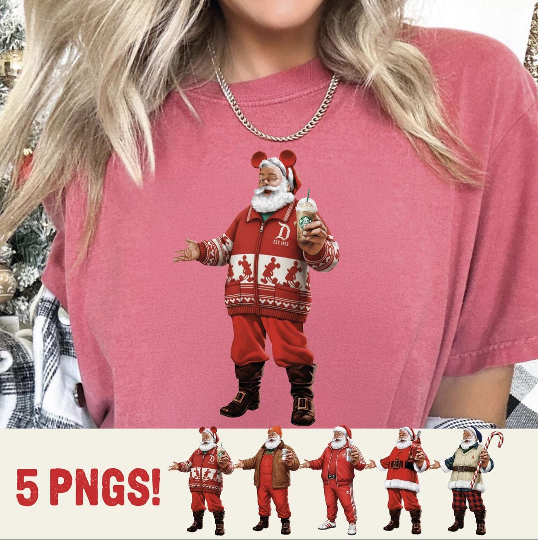 Retro Boujee Standing Winking Vintage Santa PNG Collection L Bundle ...