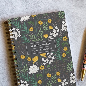 Personalized Password Keeper Notebook With Gold Spiral Binding ...