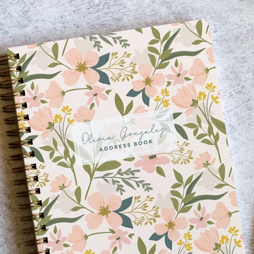 Address Book With Monogrammed Cover Gold Spiral Notebook for - Etsy