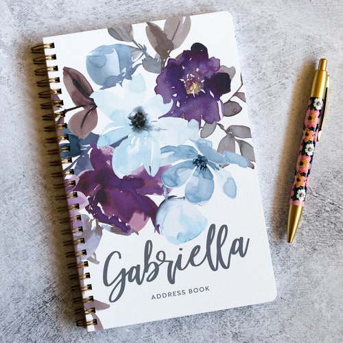 Address Book With Monogrammed Cover Gold Spiral Notebook for - Etsy