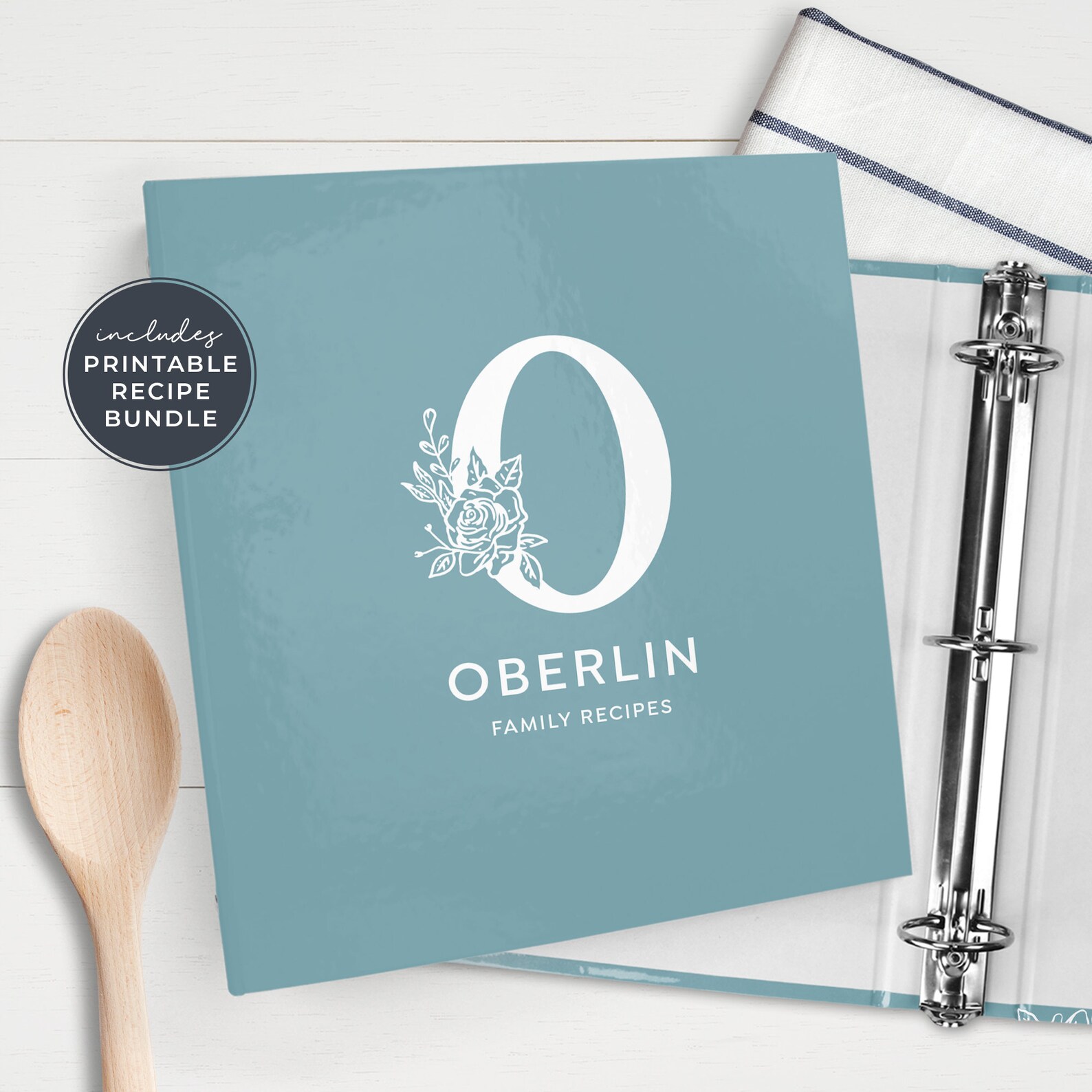 Initial Recipe Binder With Printable Recipe Card Meal Planner - Etsy