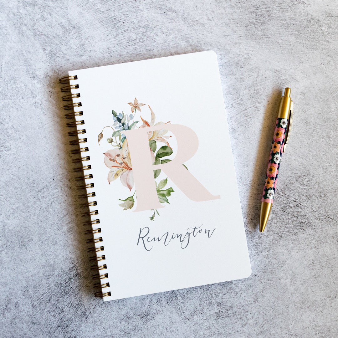 Flower Monogram to Do List Notebook, Personalized Notebook With 100 ...