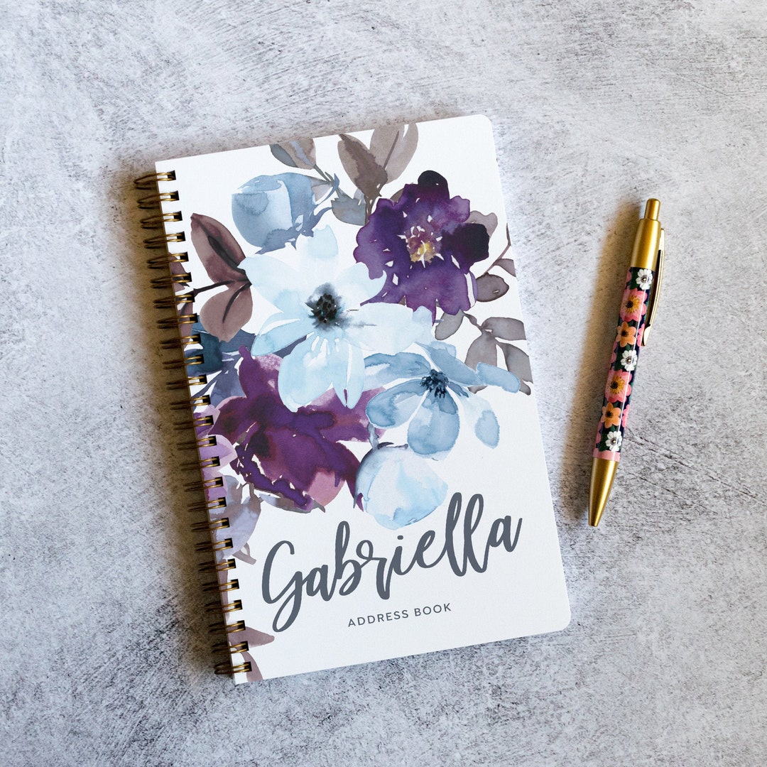 Address & Contacts Book, Custom Printed Address Book, Gold Spiral ...