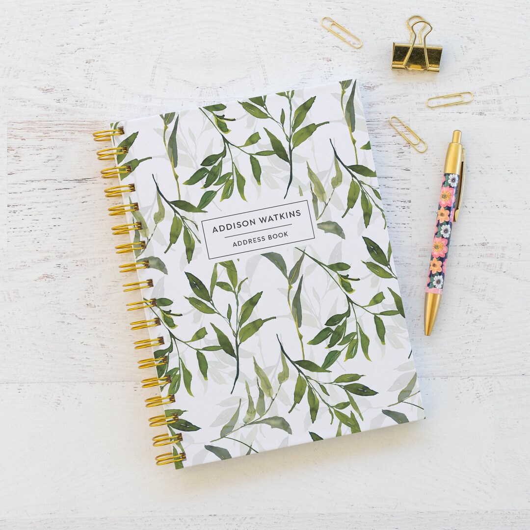 Personalized Address Book, Custom Hardcover Spiral Contacts Book With ...