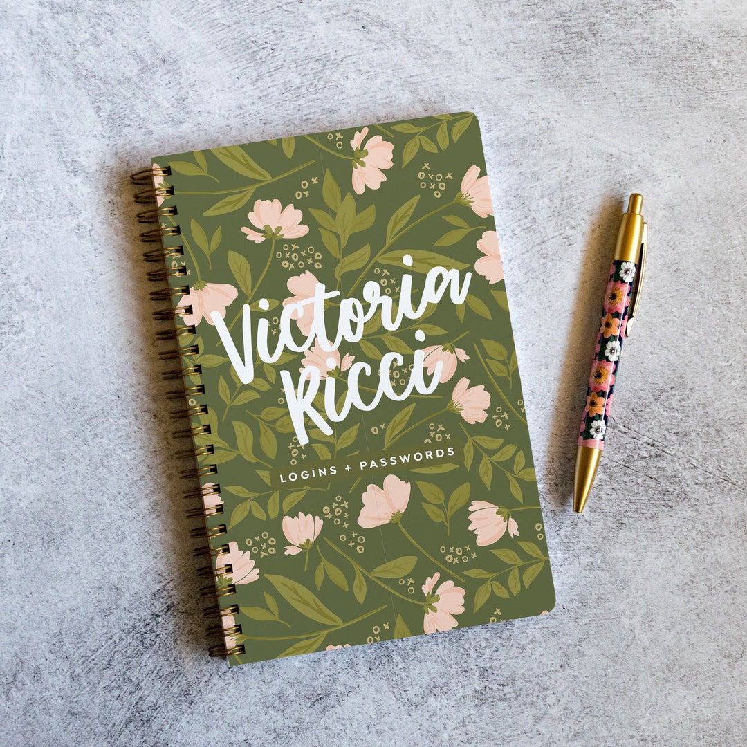Personalized Password Notebook With Gold Spiral Binding Password ...