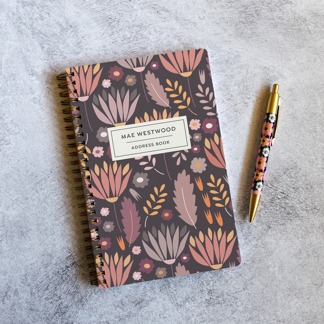 Personalized Address Book With Gold Spiral Binding and Perpetual ...