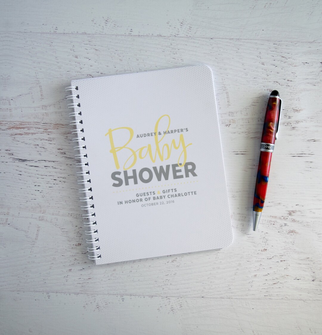 Baby Shower Gift List Personalized Guest Book Spiral Notebooks Small ...