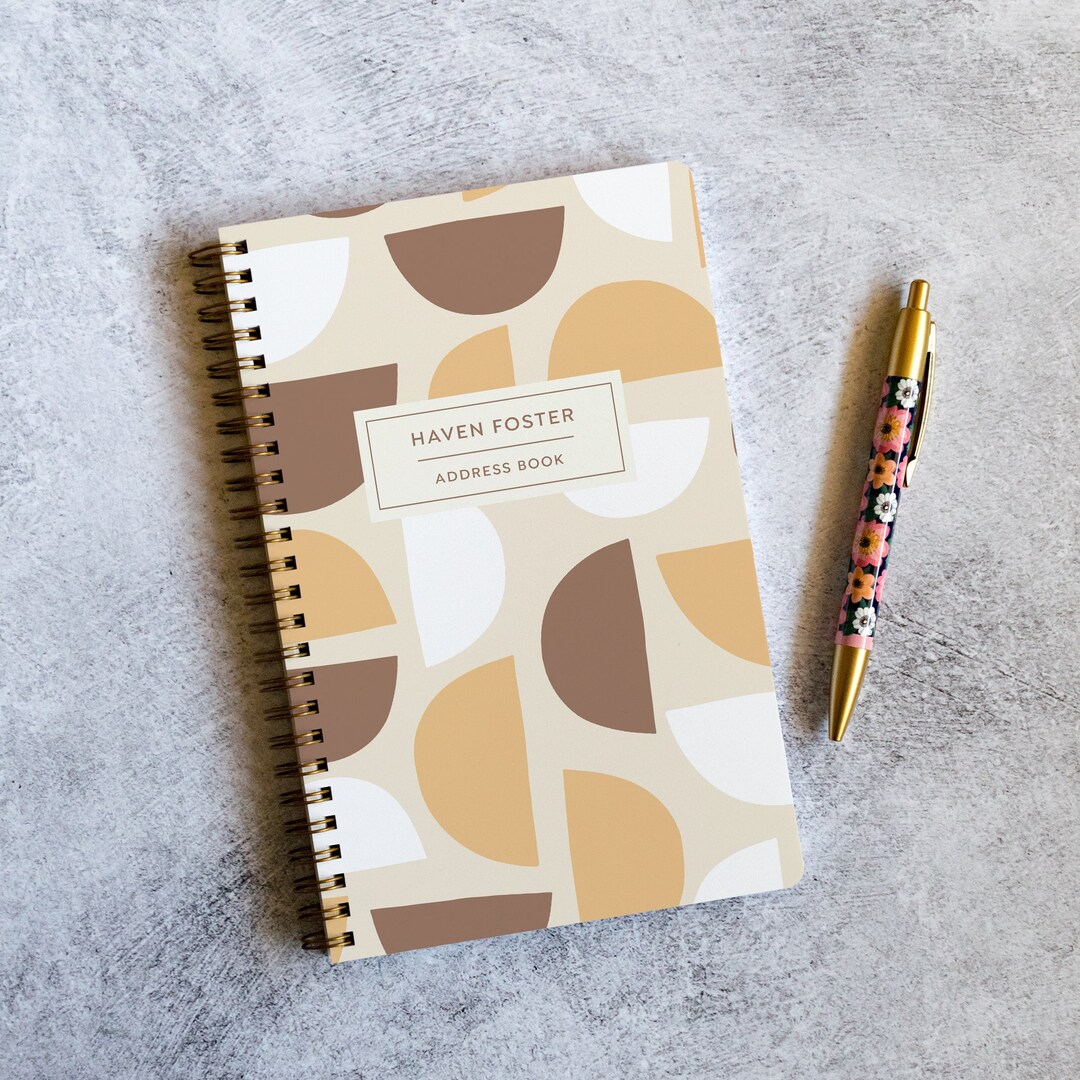 Modern Address Book With Personalized Abstract Shape Cover and - Etsy