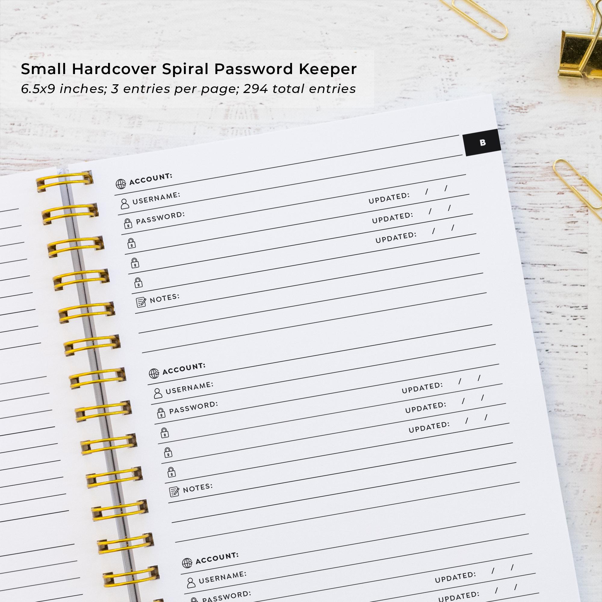 Password Keeper | Personalized Spiral Notebook for Passwords and Logins ...