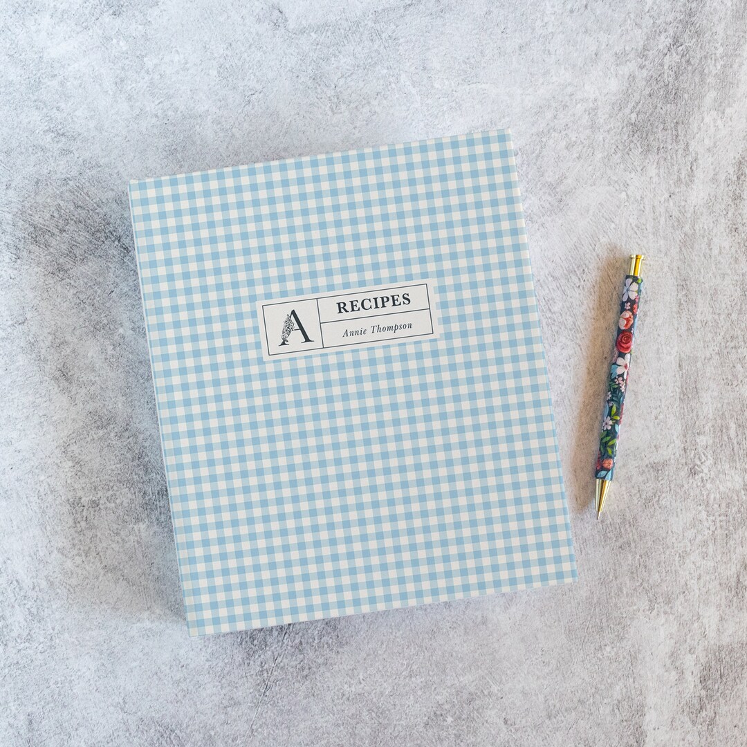 Mini Personalized Recipe Binder Gingham Recipe Book Custom - Etsy