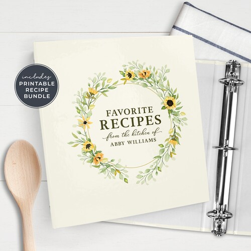 Initial Recipe Binder With Printable Recipe Card Meal Planner - Etsy