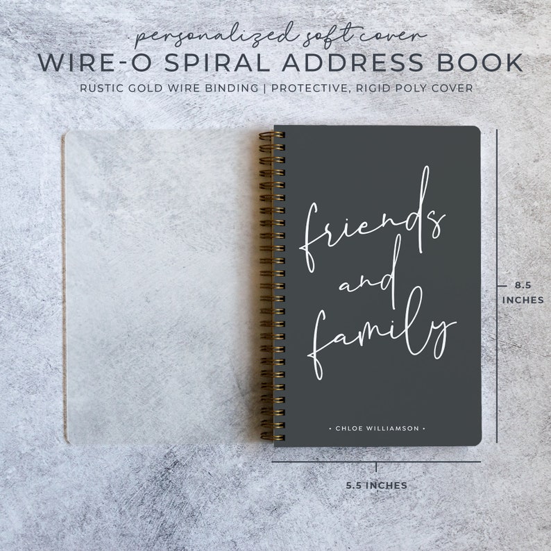 Minimalist Address Book With Personalized Cover and Gold Spiral Binding ...