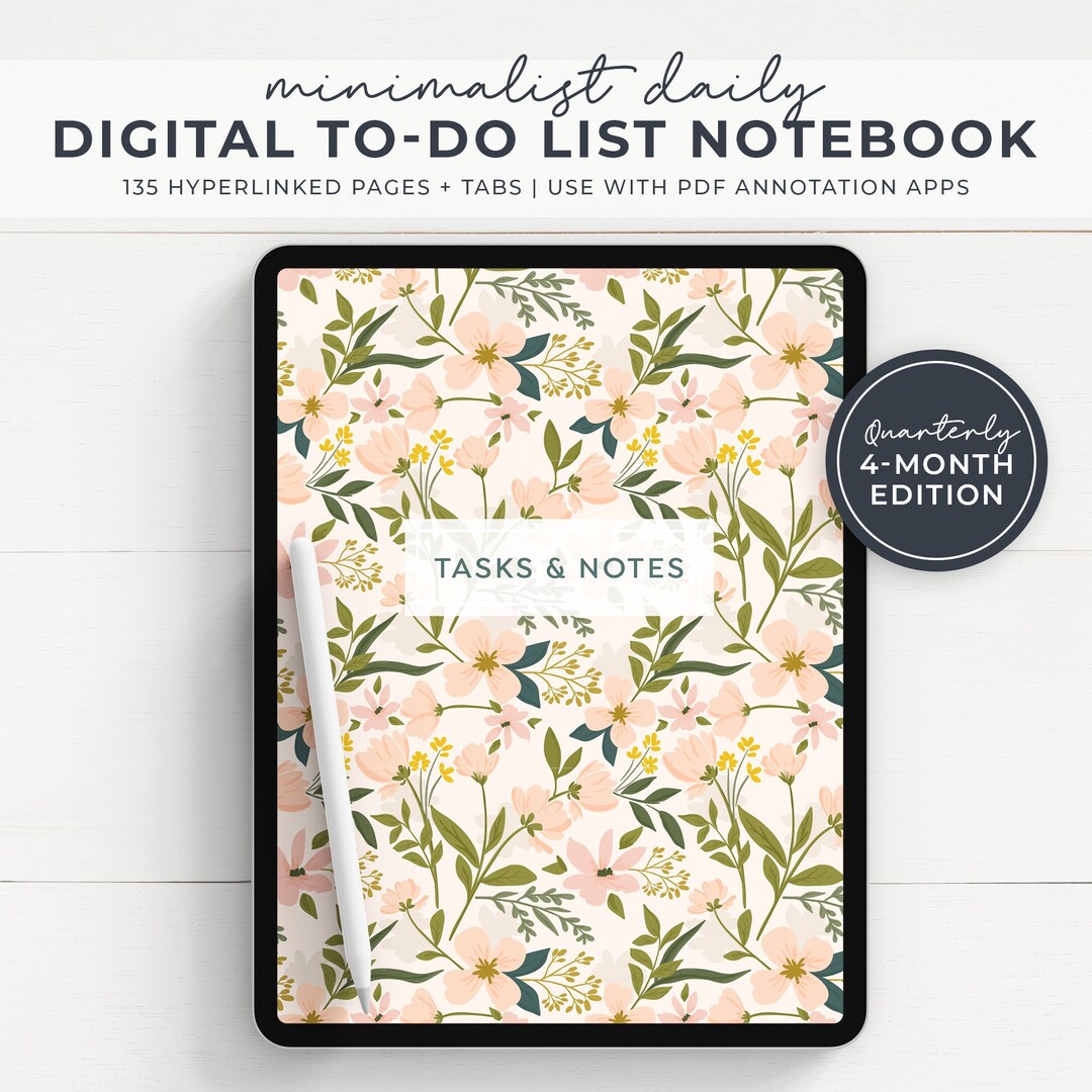 Digital to Do List Notebook With Hyperlinked Tabs and Pages for iPad or ...