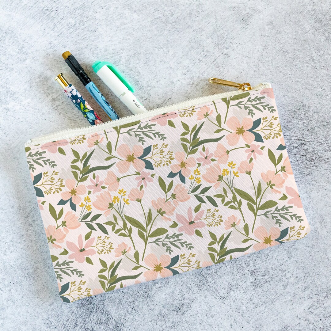 Cute Floral Planner Pouch | Planner Accessory Storage Bag | Travel Pouch for Planner | Bag for ...