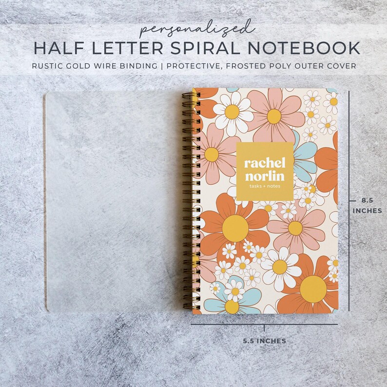Retro Flower to Do List Spiral Notebook, Softcover, Personalized ...