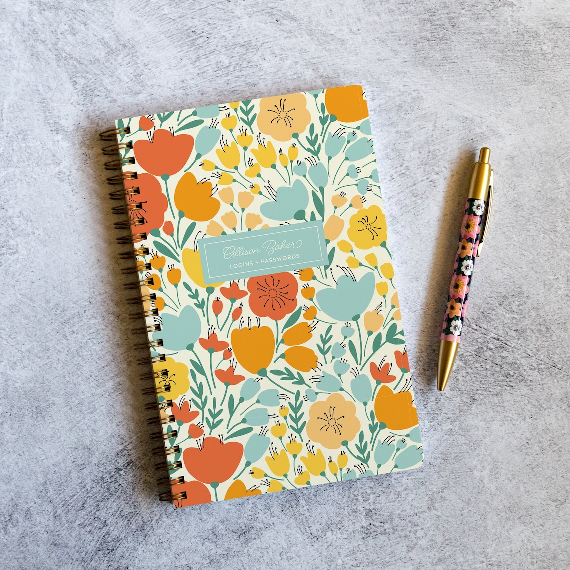 Personalized Password Keeper | Retro Flowers | Password Manager ...