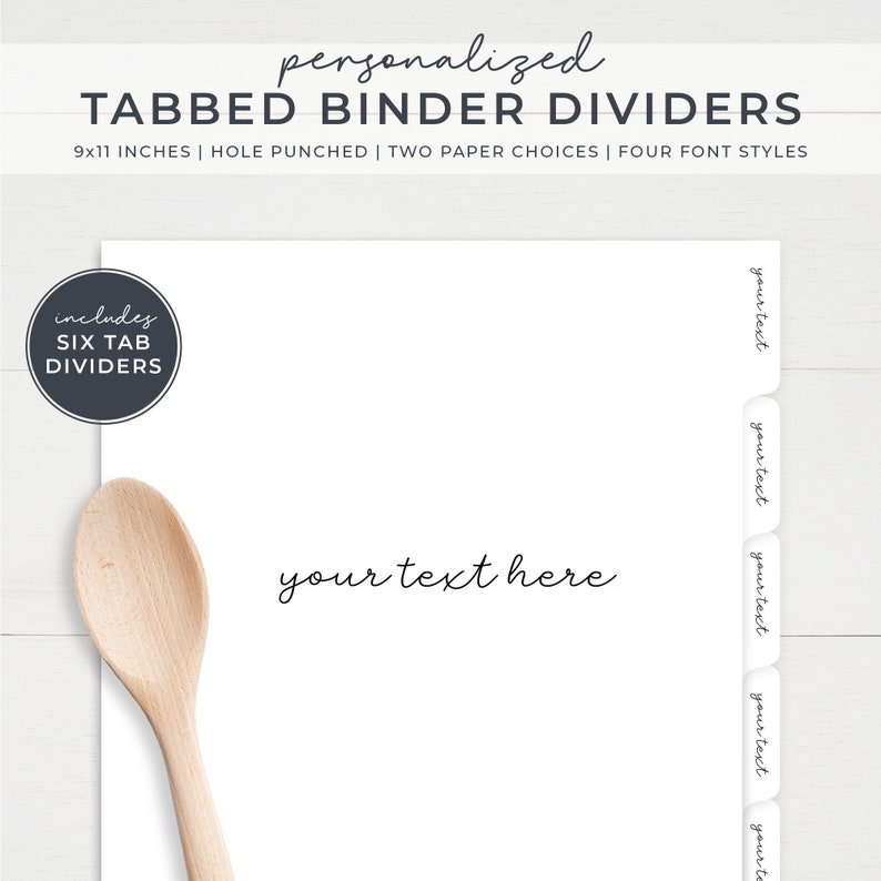 Custom Binder Dividers Printed Index Tabs Personalized with | Etsy