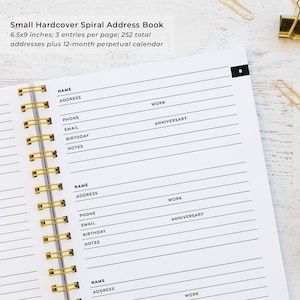 Personalized Address Book With Gingham Cover and Gold Spiral Binding ...