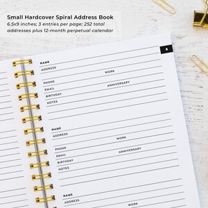 Minimalist Address Book With Personalized Cover and Gold Spiral Binding ...