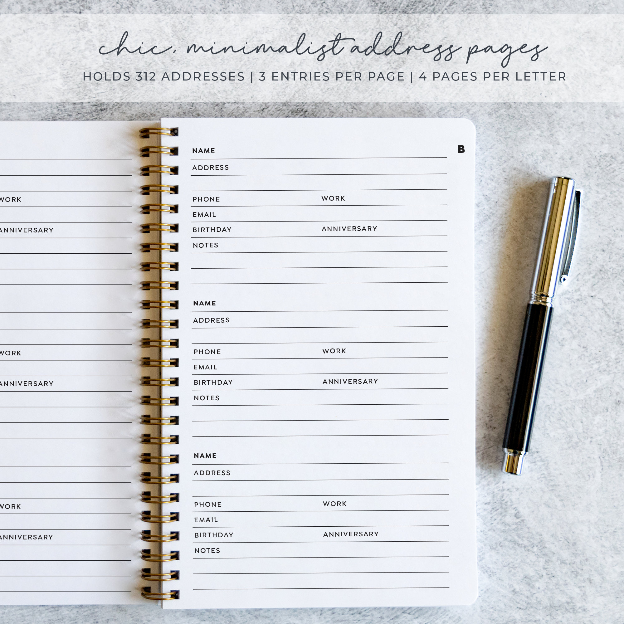 Address Book With Monogrammed Cover Gold Spiral Notebook for - Etsy