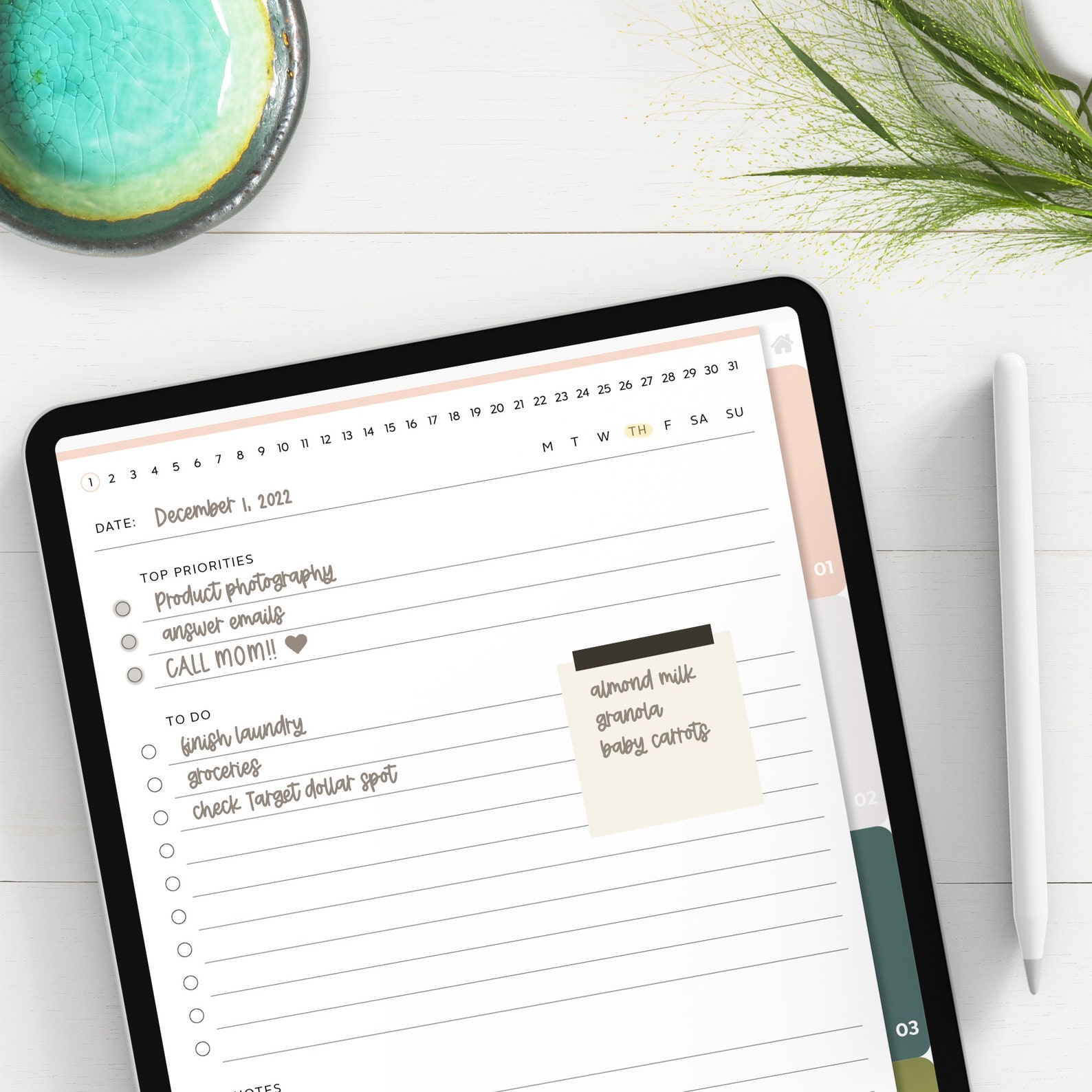 Digital to Do List Notebook With Hyperlinked Tabs and Pages for iPad or ...