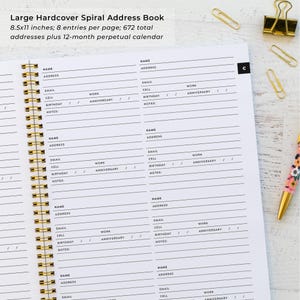 Minimalist Address Book With Personalized Cover and Gold Spiral Binding ...