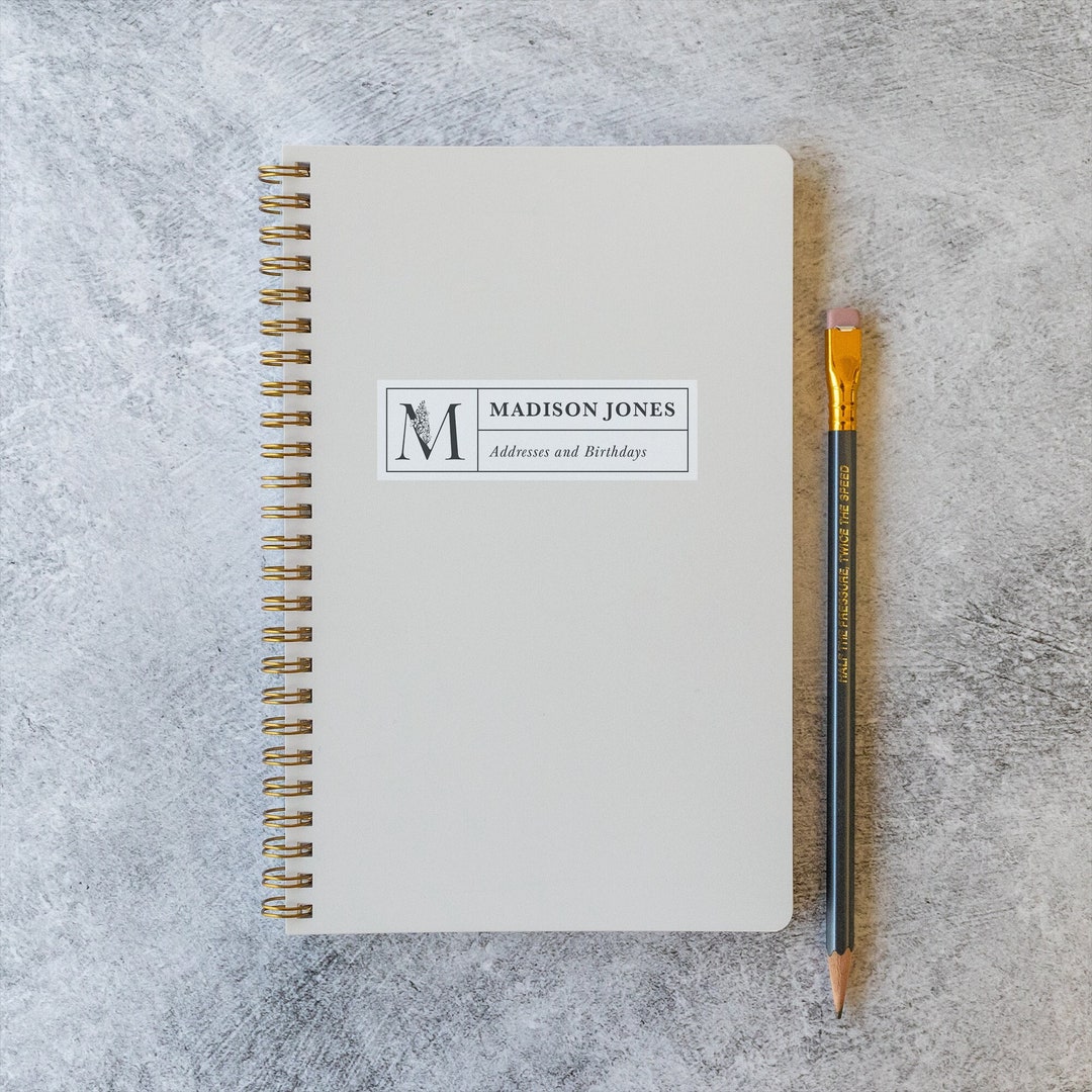 Simple Address Book With Personalized Cover and Gold Spiral Binding ...