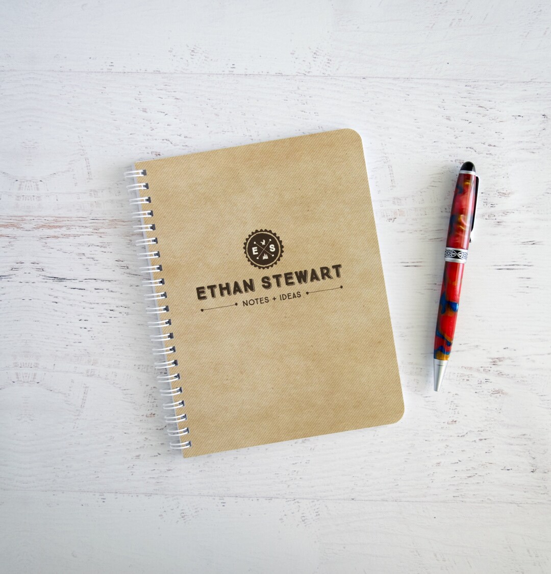 Personalized Notebook Rustic Custom Journal Spiral Notebook Small Note ...
