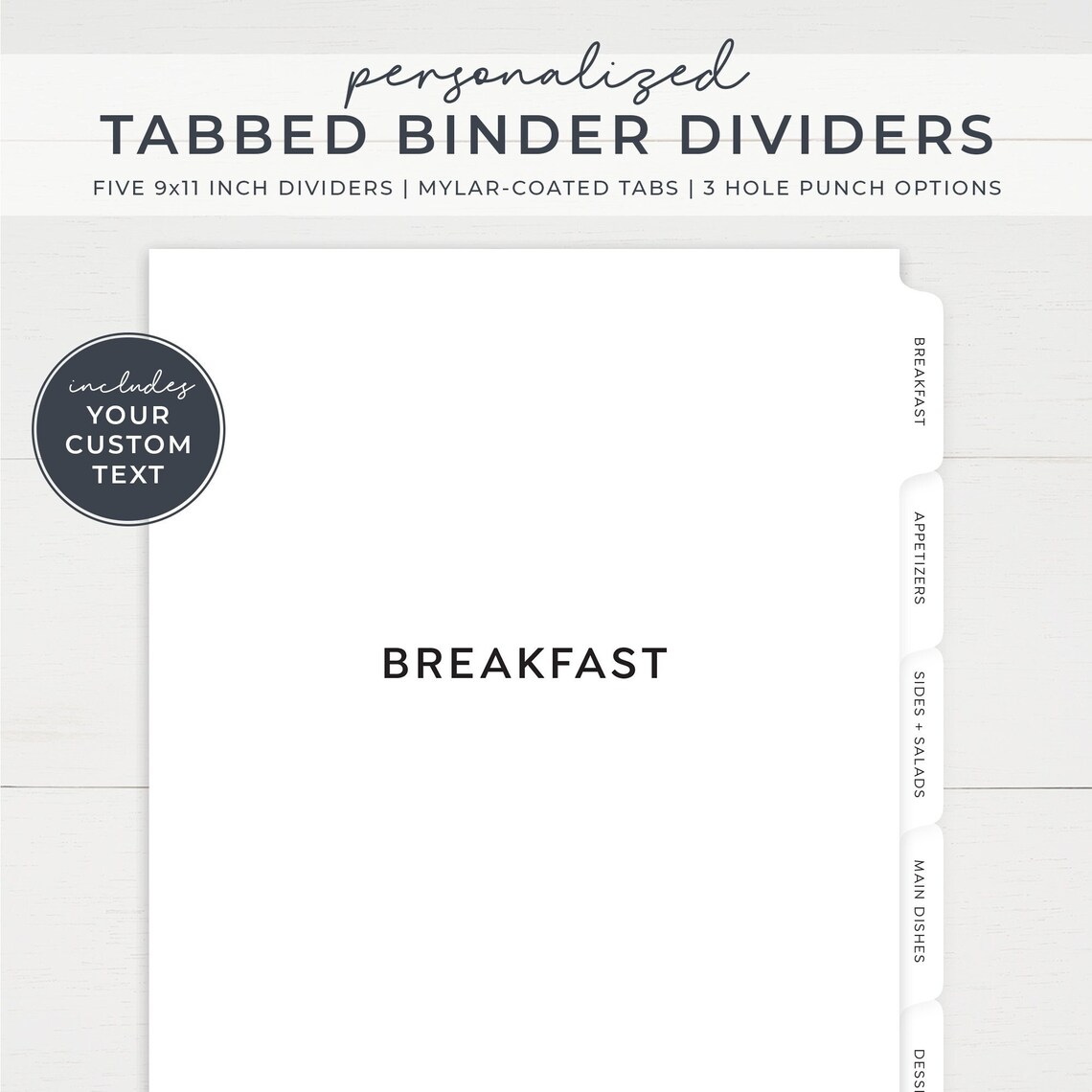 Custom Binder Dividers Printed Index Tabs Personalized With - Etsy