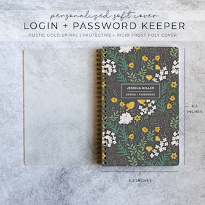 Personalized Password Keeper Notebook With Gold Spiral Binding ...