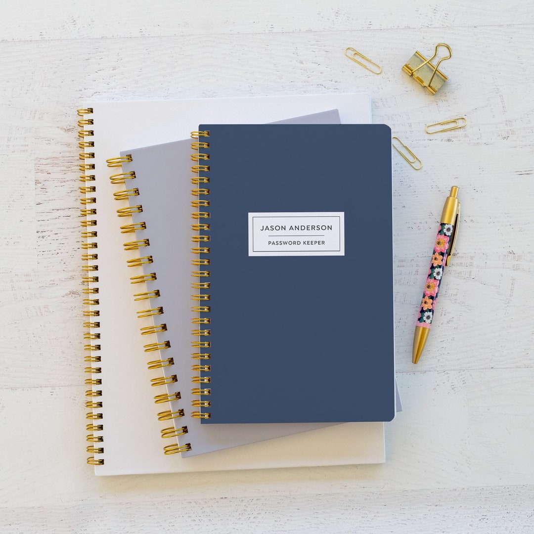 Password Keeper, Personalized, Gold Spiral-bound Book for Logins and ...
