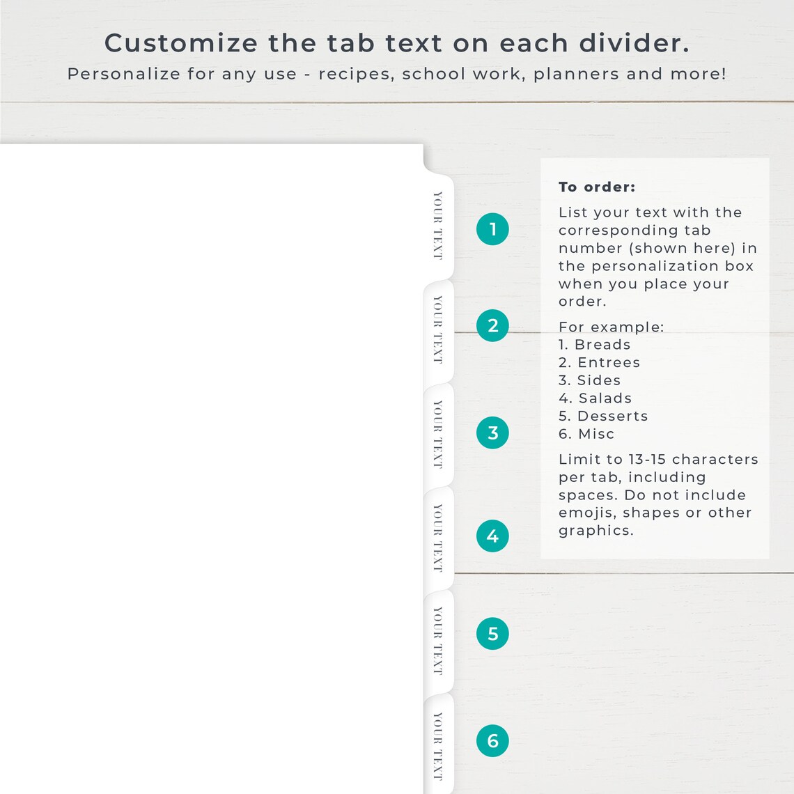 Custom Binder Dividers Printed Index Tabs Personalized With - Etsy