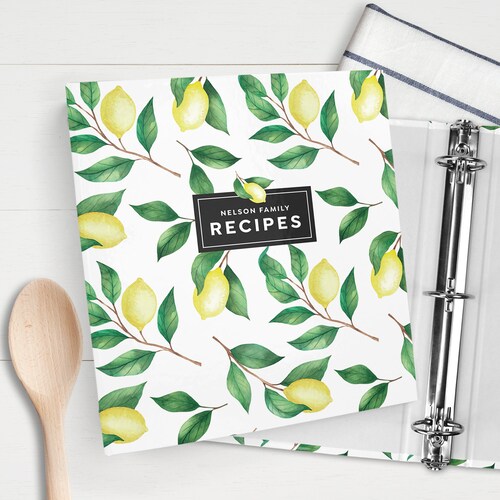 Custom Recipe Book With Lemon Design Personalized Recipe - Etsy