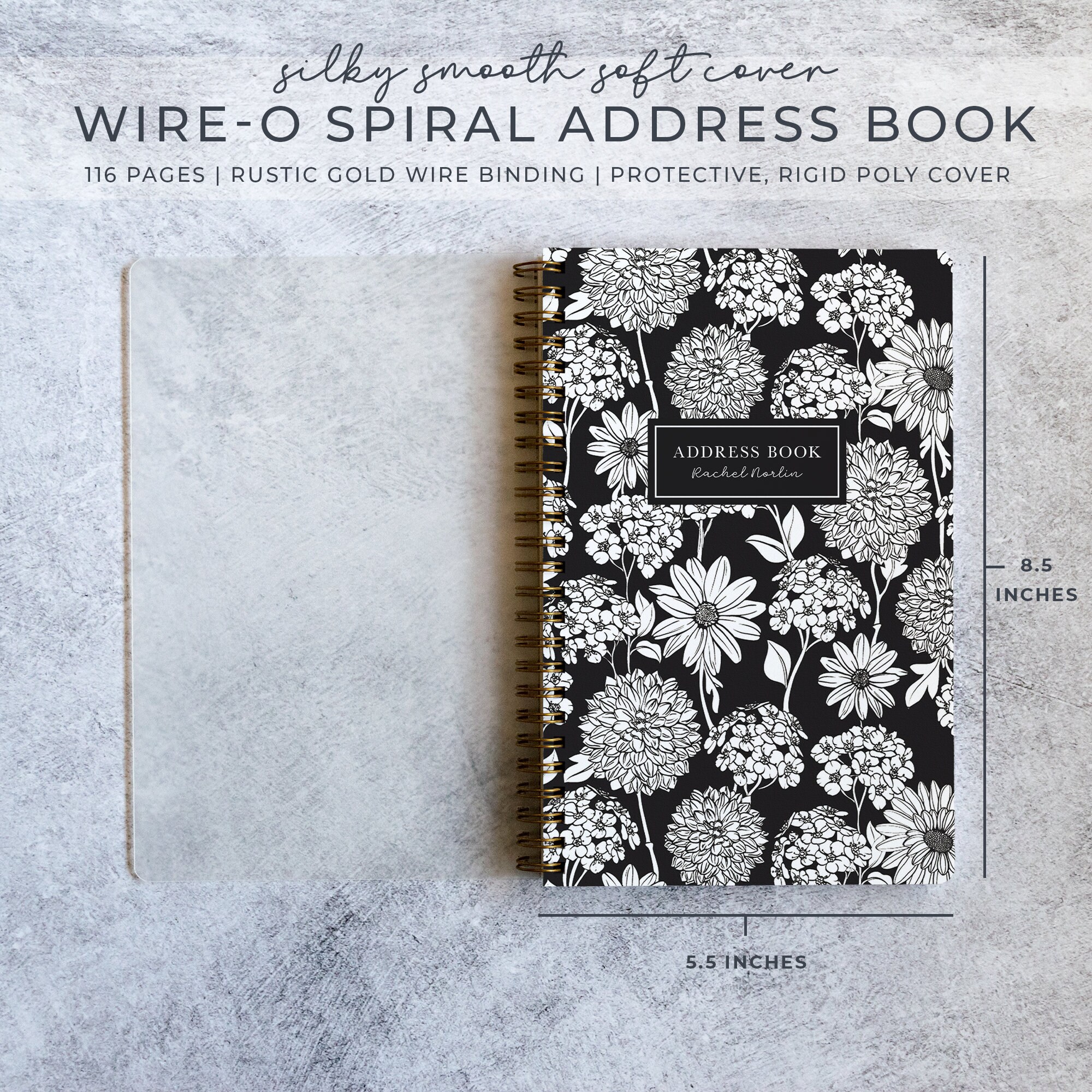 Address Book with Personalized Cover Spiral Notebook for | Etsy