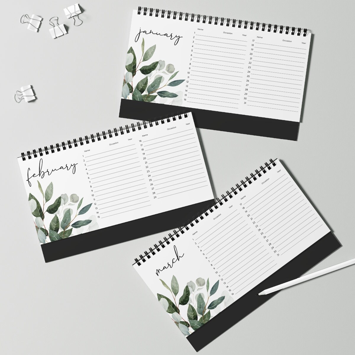 Perpetual Calendar With Stand Spiral-bound Desk Calendar for - Etsy