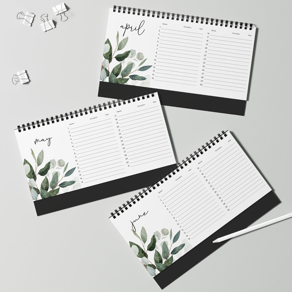 Perpetual Calendar With Stand Spiral-bound Desk Calendar for - Etsy