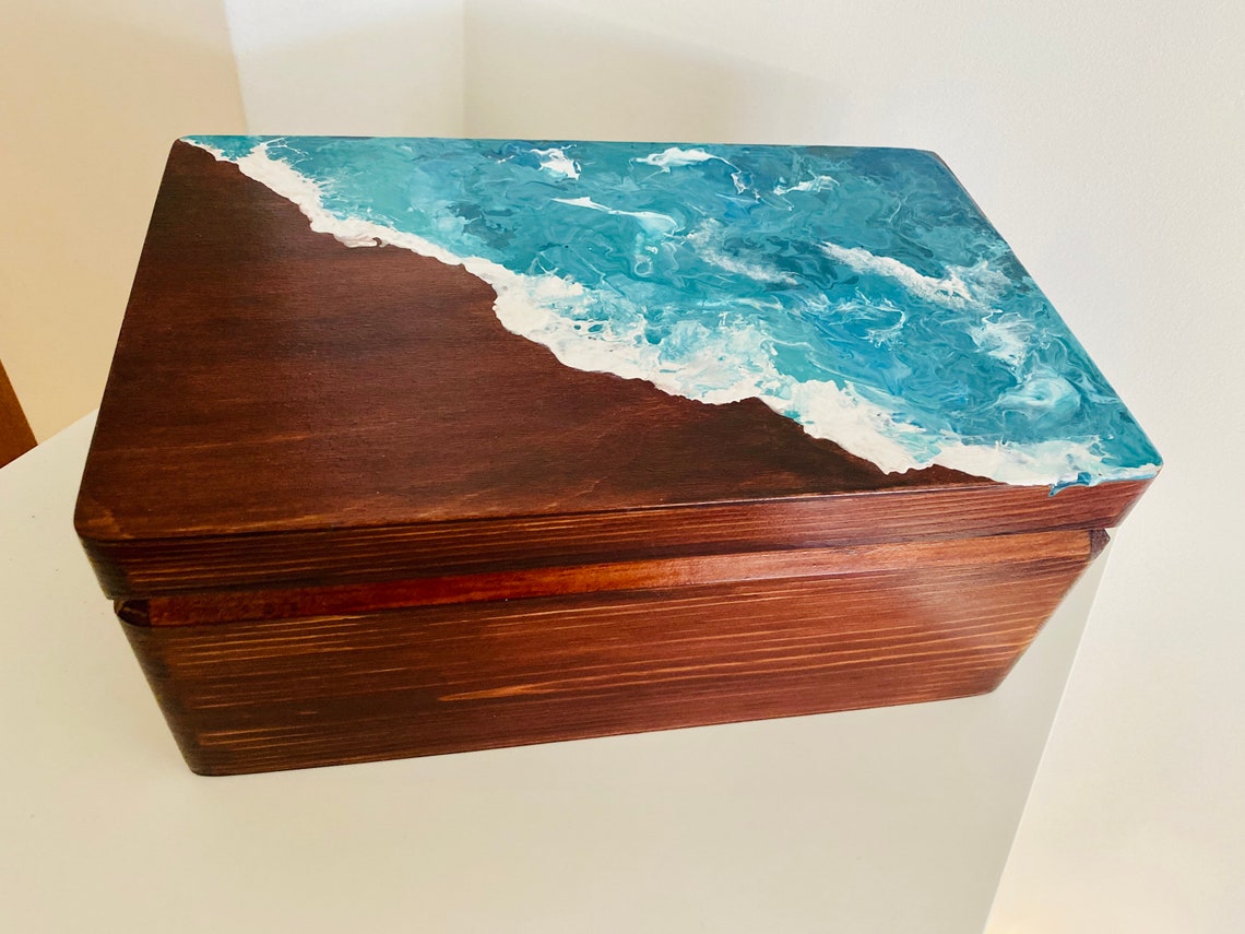 Sea Hand Painted Wooden Keepsake Seaside Beach Box Ocean | Etsy