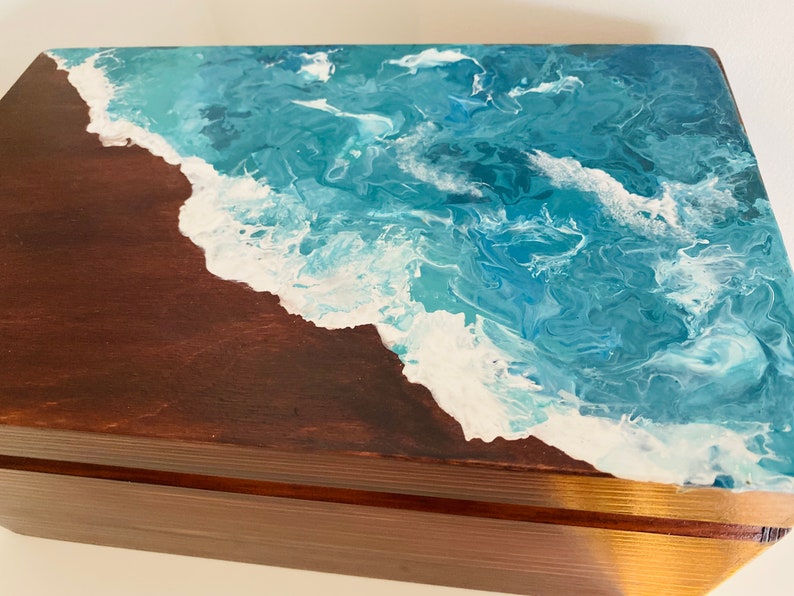 Sea Hand Painted Wooden Keepsake Seaside Beach Box Ocean - Etsy