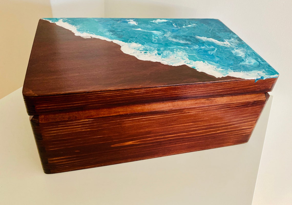 Sea Hand Painted Wooden Keepsake Seaside Beach Box Ocean | Etsy