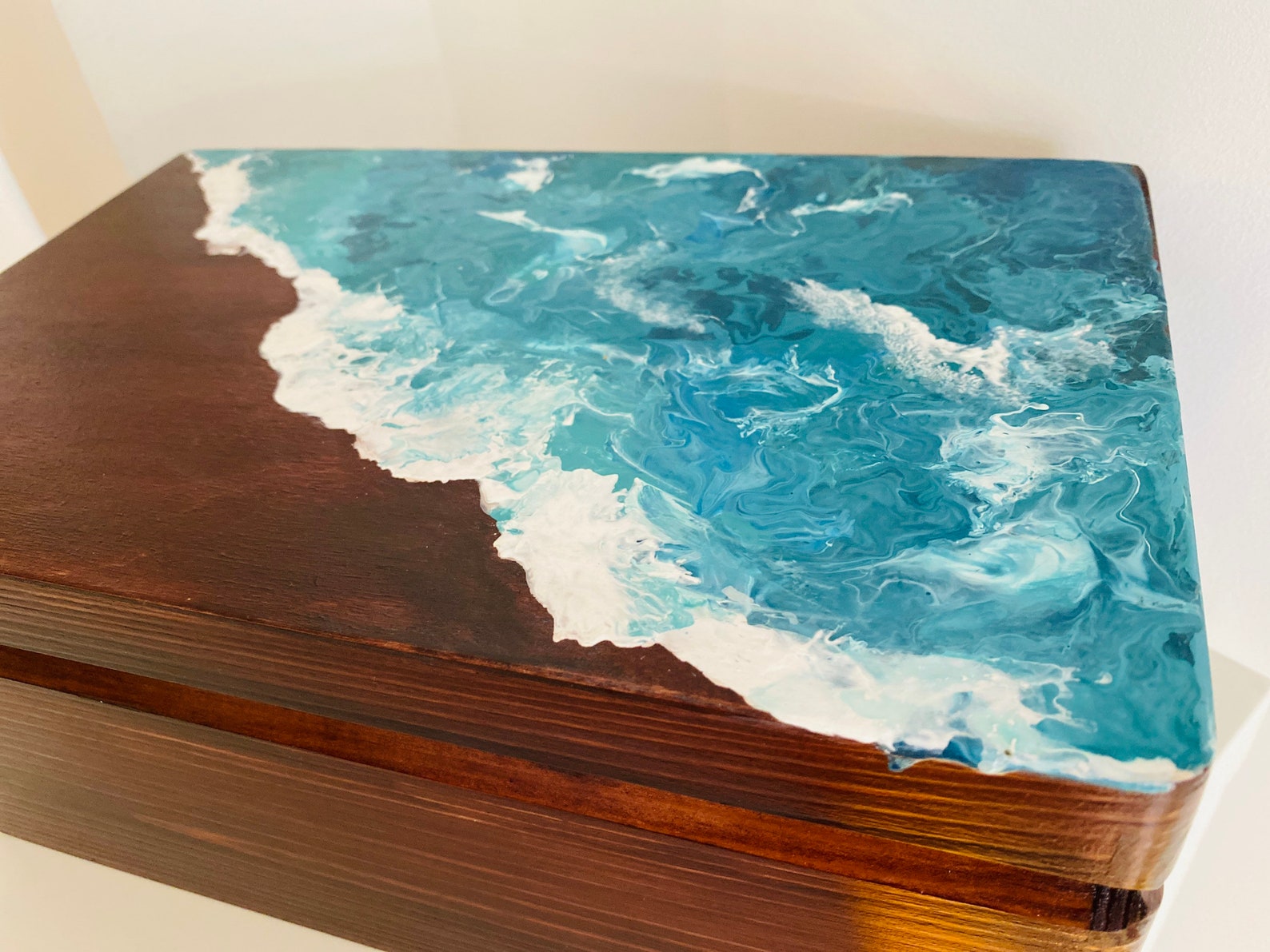 Sea Hand Painted Wooden Keepsake Seaside Beach Box Ocean - Etsy
