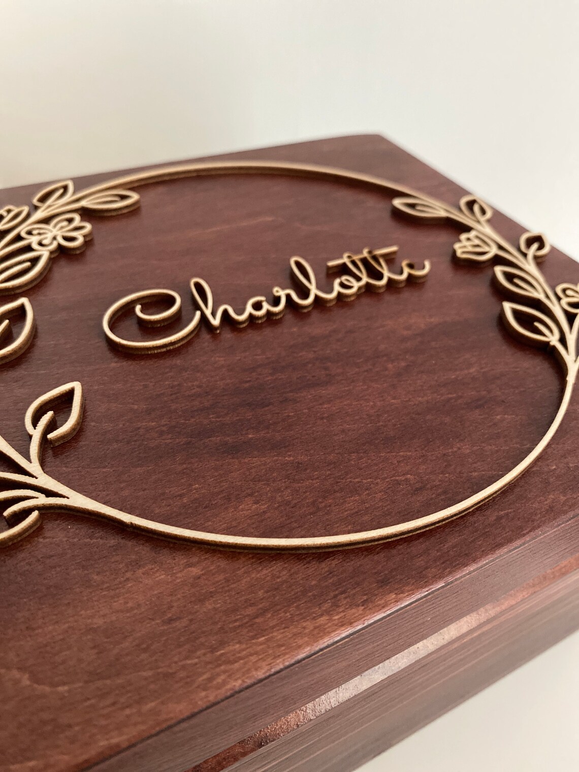 Box With Floral Frame and Name Wooden Keepsake With Name - Etsy