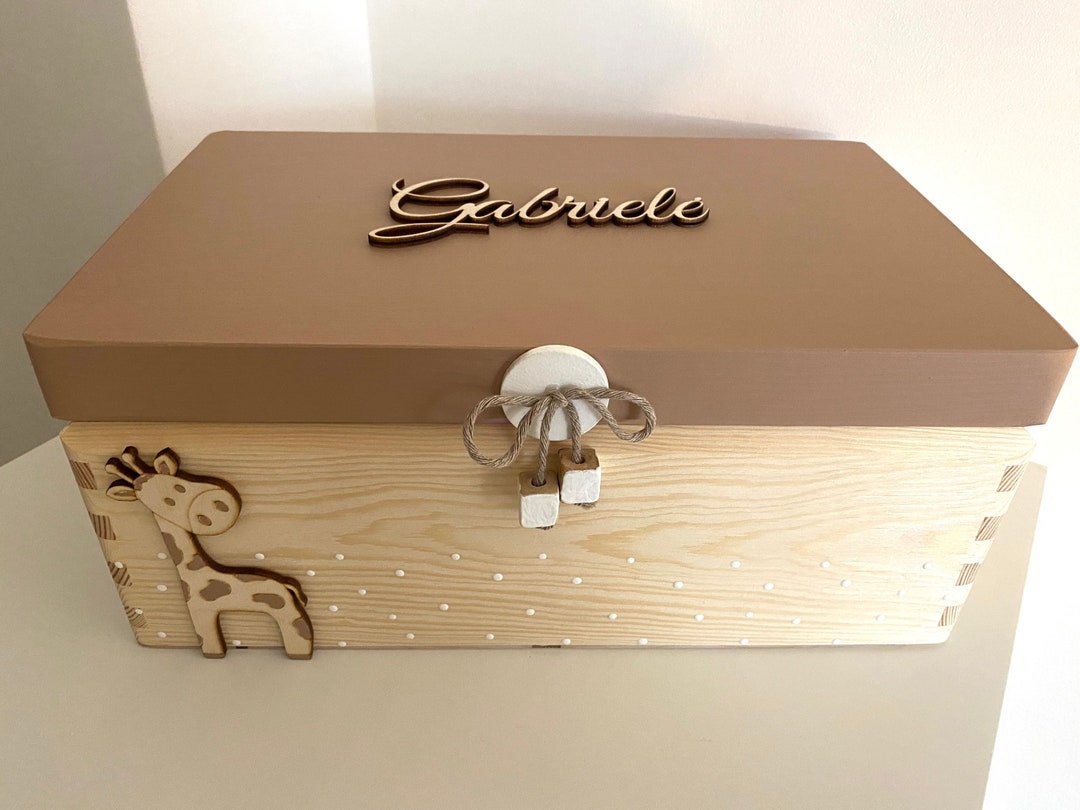Box With a Giraffe for Baby Wooden Safari Keepsake With Name - Etsy