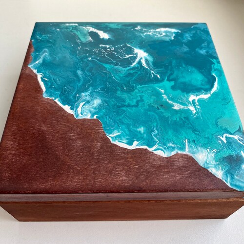 Sea Hand Painted Wooden Keepsake Seaside Beach Box Ocean - Etsy