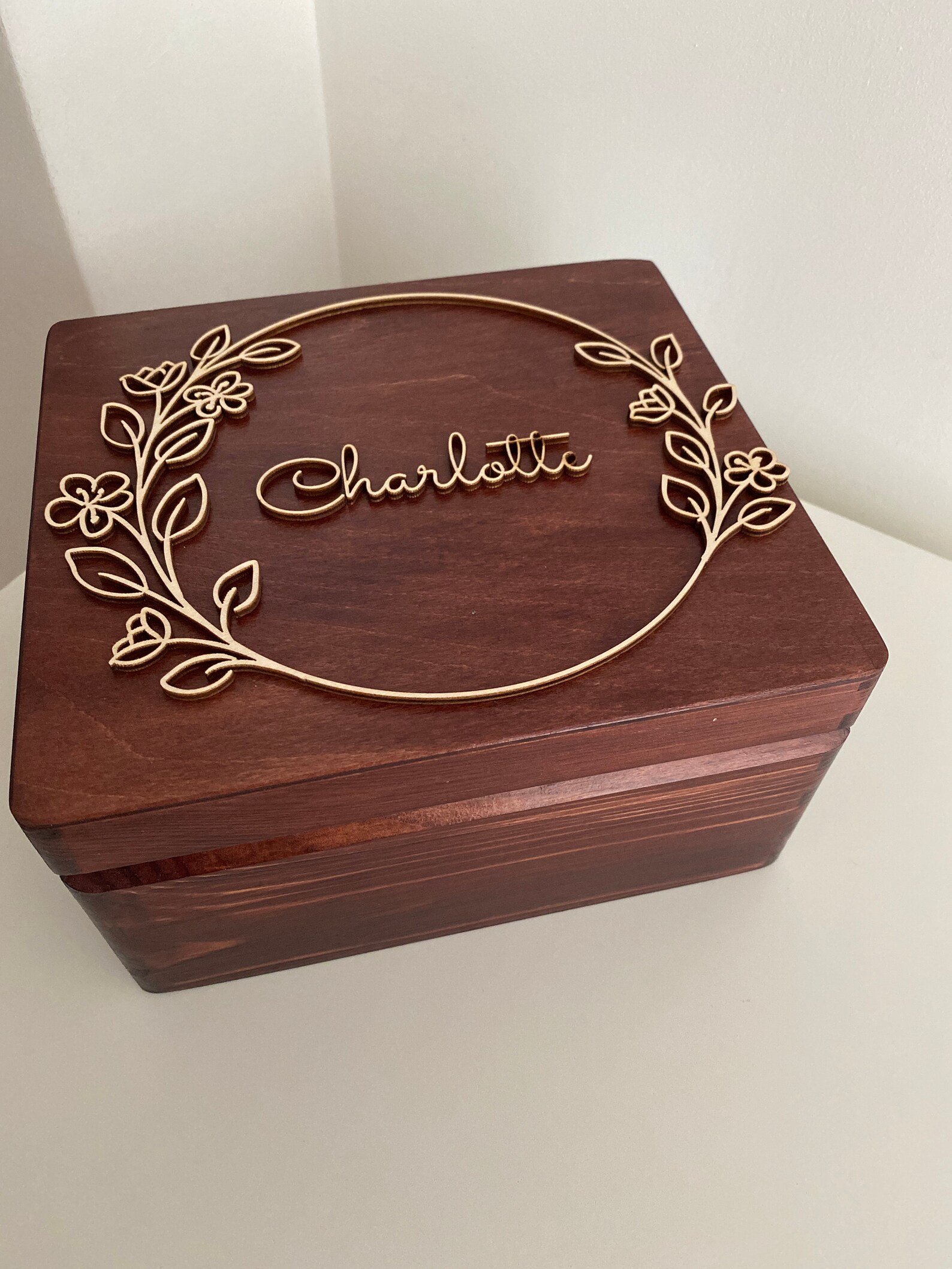 Box With Floral Frame and Name Wooden Keepsake With Name - Etsy
