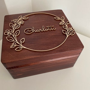 Box With Floral Frame and Name, Wooden Keepsake With Name, Personalised ...